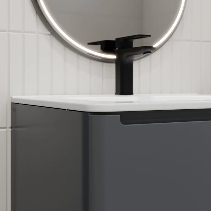 Тумба с умывальником, подвесная, 60 см, темно-серый, Edifice, IDDIS, EDI60D0i95K подходит умыв. 010