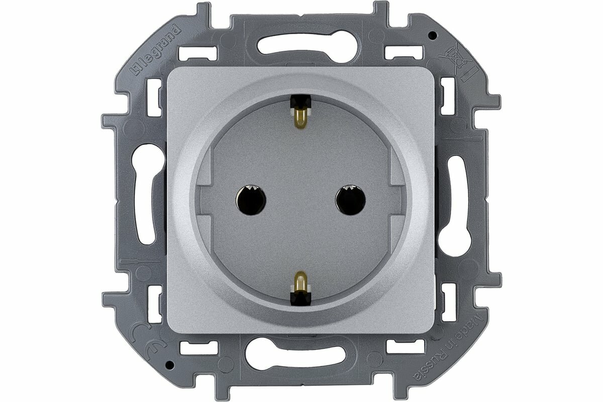 Legrand INSPIRIA 2К+З розетка немецкий стандарт 16 А 250 В алюминий 673722 в корпусе