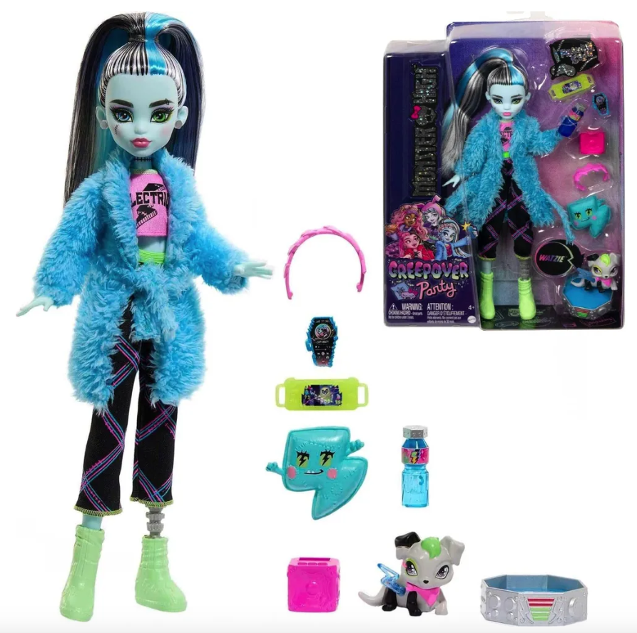 Кукла Монстр Хай Фрэнки Штейн с питомцем собакой Уотзи - Monster High Frankie Stein with Pet Dog Watzie Mattel HKY68
