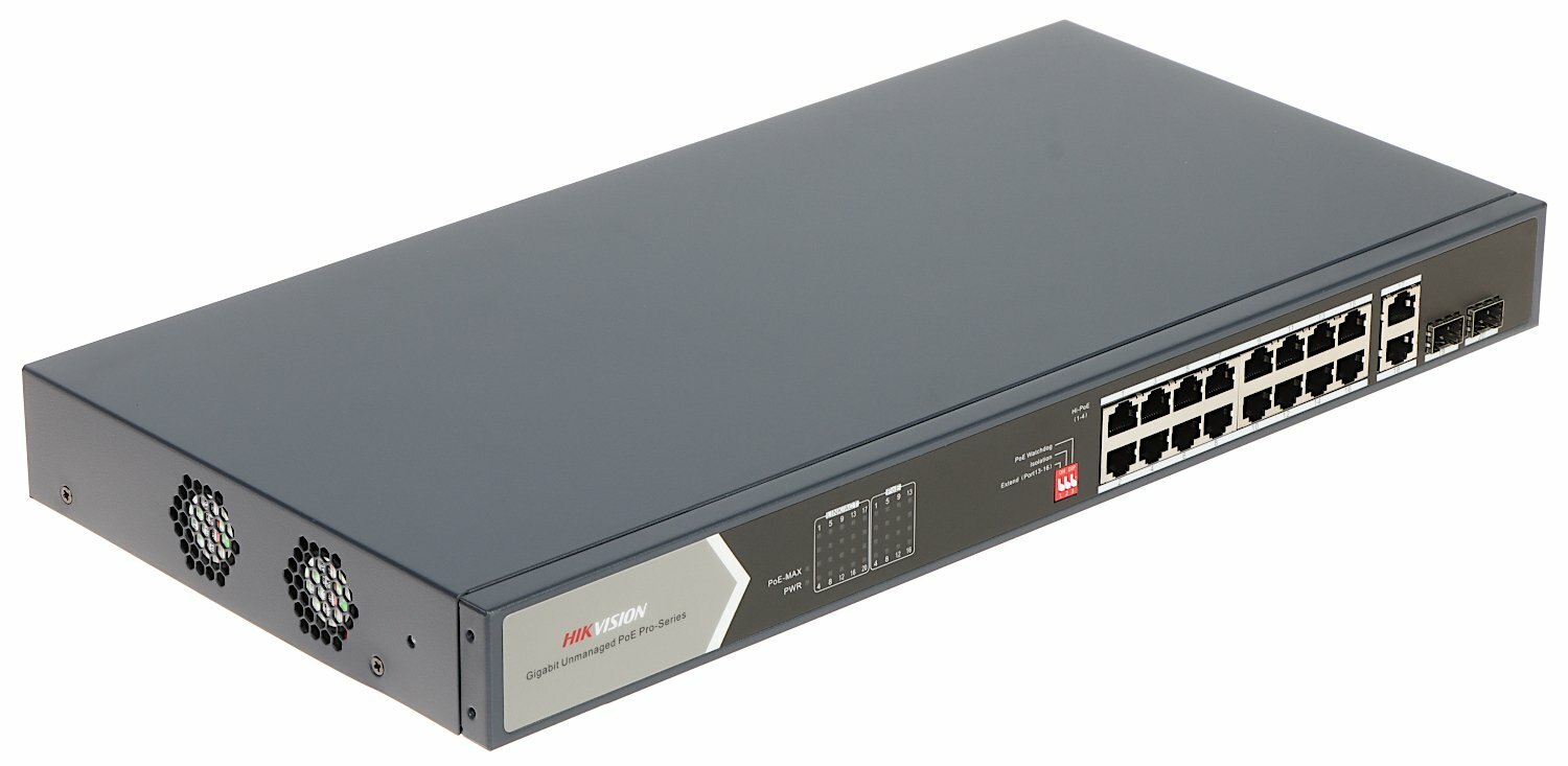 Koммутатор Hikvision DS-3E0520HP-E 12хGigabit PoE 4×Gigabit Hi-PoE 2×SFP