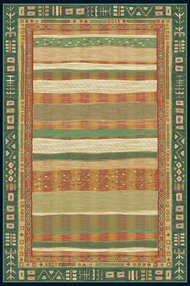 Ковер бельгийский на пол в гостиную в спальню 67х210 см светлый бежевый бохо классический ворс 3 мм 395929 Kover-Russia