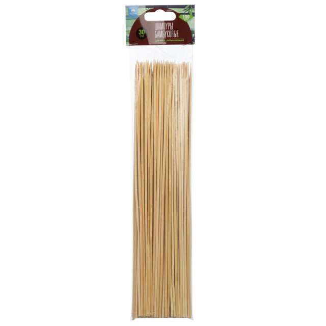 BRAND набор шампуров 25 см из бамбука 100 шт для барбекю на природе на свежем воздухе