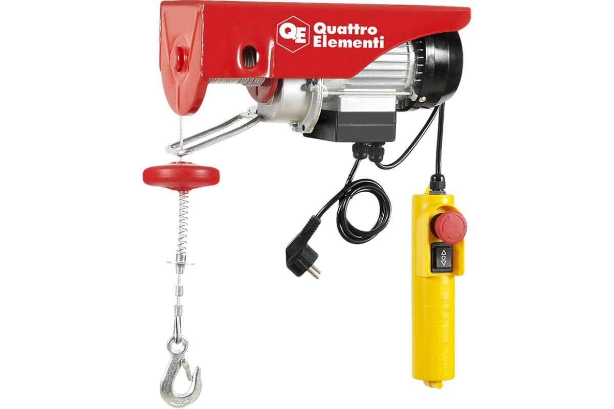 QUATTRO ELEMENTI Таль электрическая TL-250 550Вт, 125/250кг, трос 12м, блок полиспаст в компл 793-688