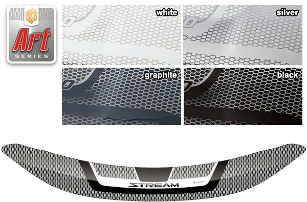 Дефлектор капота Honda Stream 2006-н. в. Серия "Art" черная САпластик