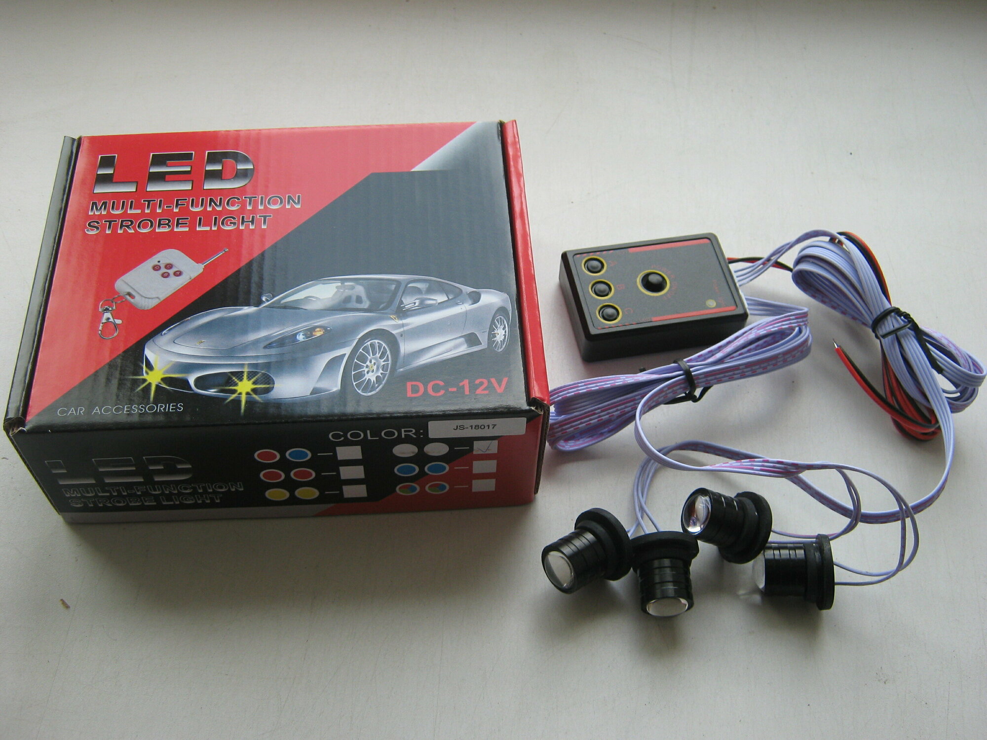 Стробоскопы светодиодные "Орлиный глаз"(набор проблесковых огней 4х1Вт(белый), с блоком управления, проводкой)