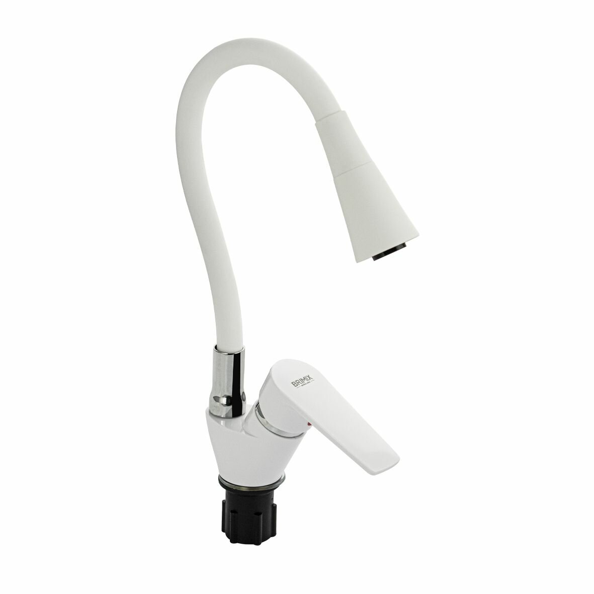 Смеситель для кухонной мойки, с гибким изливом, с двухрежимным аэратором, корпус из высокопрочного АБС пластика, цвет белый.