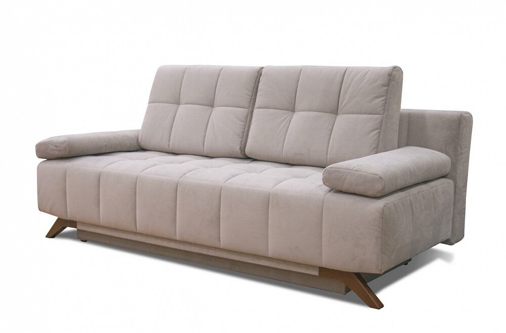 Прямой диван Баден-Баден серый, еврокнижка, 200х87х89 см, с ящиком для белья