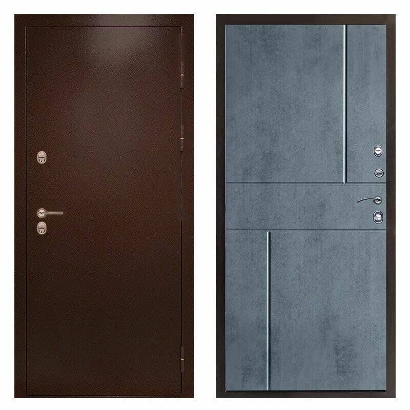 Дверь входная металлическая с терморазрывом Сибирь 3К Горизонт бетон темный Paputin's Doors 960 х 2050 мм Правая