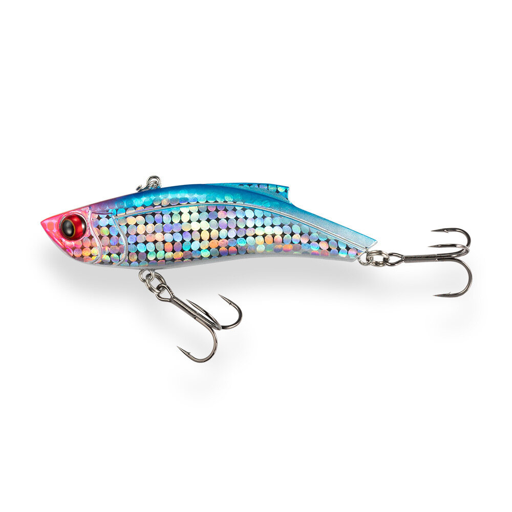 Раттлин "JT225", длина 90мм, 35г, цвет серебристый/голубой/розовый, тройник