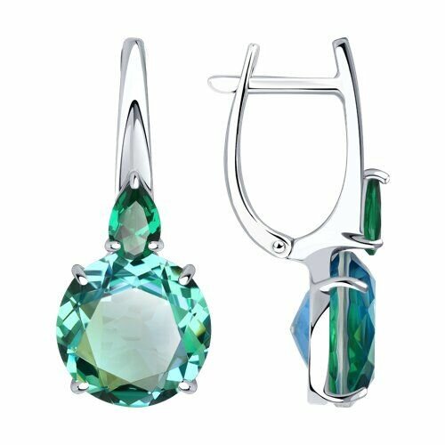 Серьги, серебро, 925 проба, родирование, ситалл