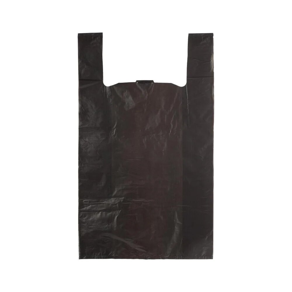 Пакет-майка ООО Комус усиленный пнд, 40+18x70, черный, 30 мкм, 50 шт в упаковке, Благодаря ручке удобно лежит в ладони