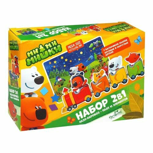 Пазлы 11 деталей. Ми-Ми-Мишки. Любуемся звездами (2в1, +паровозик) 06851, (ООО "Оригами")