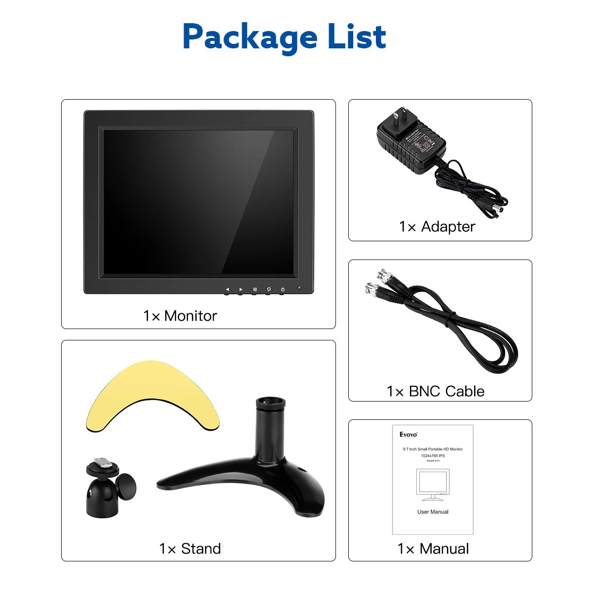 Eyoyo EM10O 10-дюймовый ЖК-монитор Европейская вилка (EU Plug)