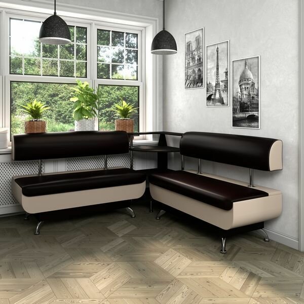 Модульный кухонный диван Валенсия (МД 1200 + ПУ 500 + МД 1200 мм) экокожа 221/101 (Бител)