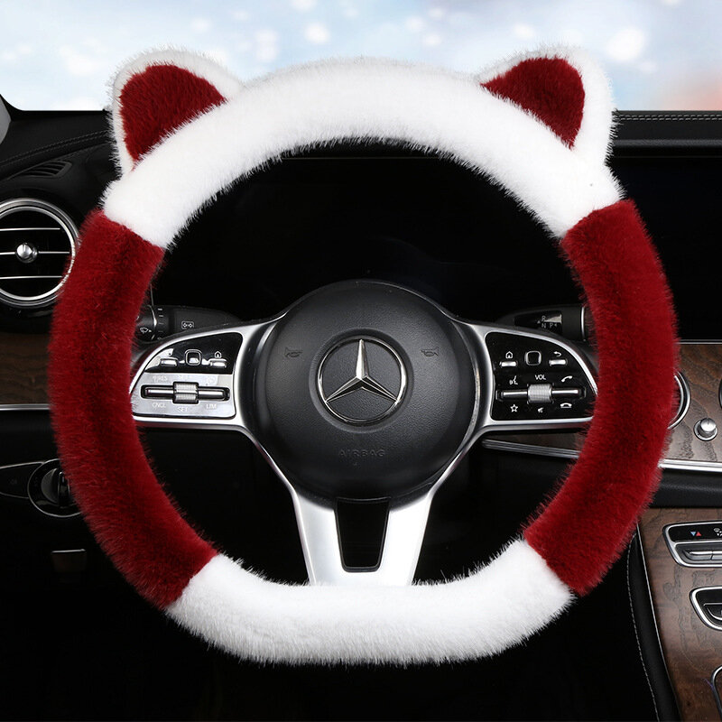 Чехол на руль "Заячьи ушки", искусственный бархат, D-образный