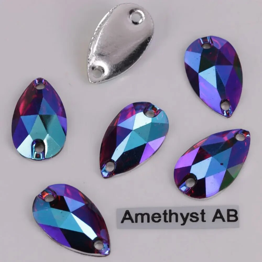 Стразы каплевидные 10x14mm Amethyst AB