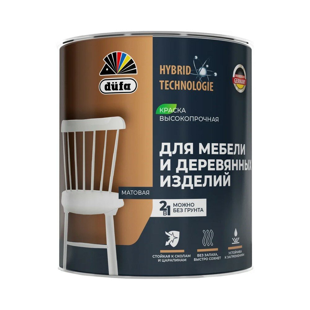Эмаль Dufa, акриловая, для мебели и деревянных изделий, база1, 2 л