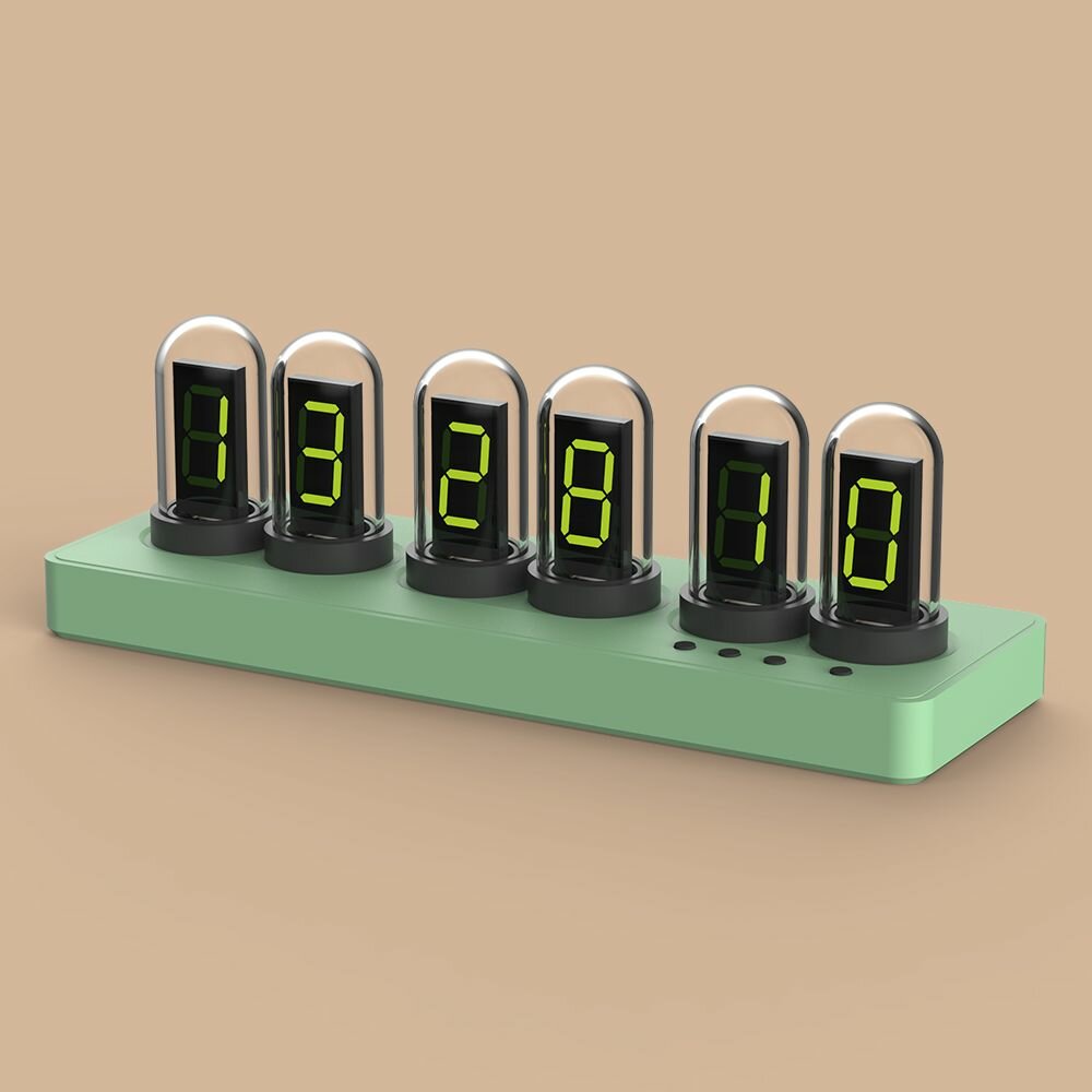 Мини-часы IPS Nixie Tube, креативные электронные часы со LED подсветкой и цифровым дисплеем DIY, ретро-украшения для рабочего стола в стиле панк, элитные подарки, основа АБС, зеленый