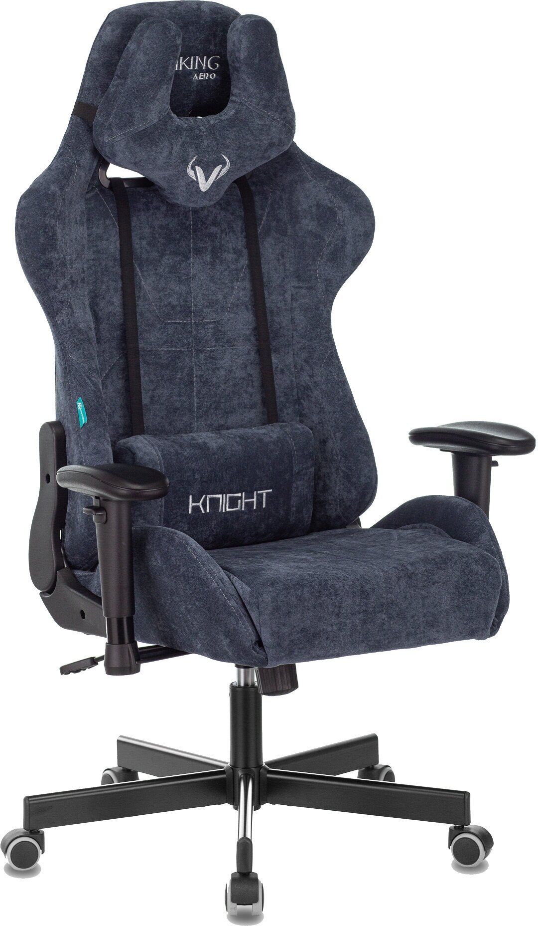 Кресло компьютерное Zombie VIKING KNIGHT, 2 подушки, ткань, синее, 1372993/532682 (1)