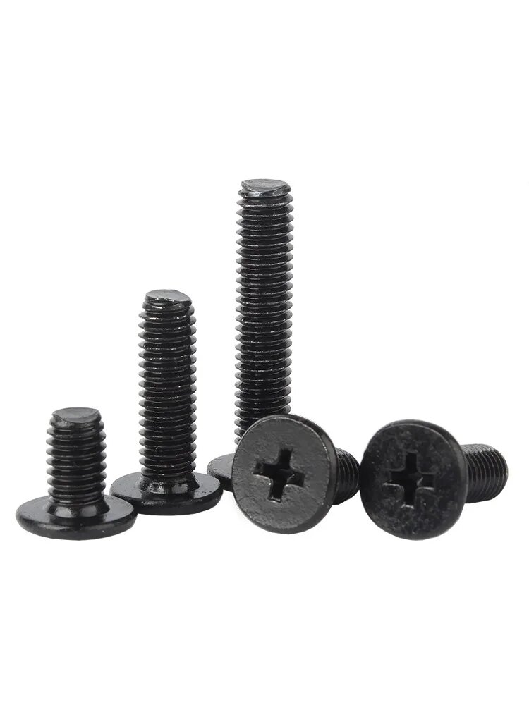 Черные винты из углеродистой стали для ноутбука M1.2-M6 M1.2 (100Pcs), Black Carbon Steel, 6mm