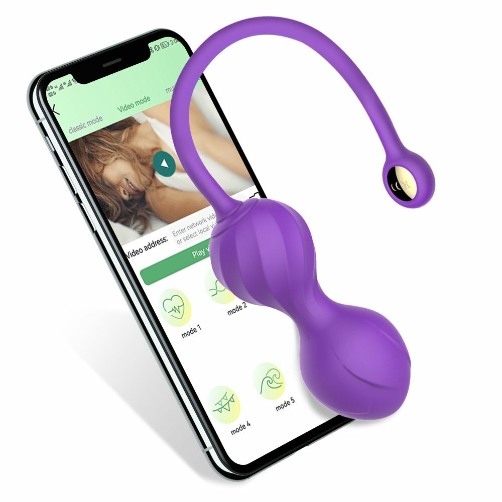 Приложение для вагинального шарика / контроллер Тренажер Кегеля с вибрирующим влагалищем и анальным шариком для женщин и девочек, 9 режимов, фиолетовый**
