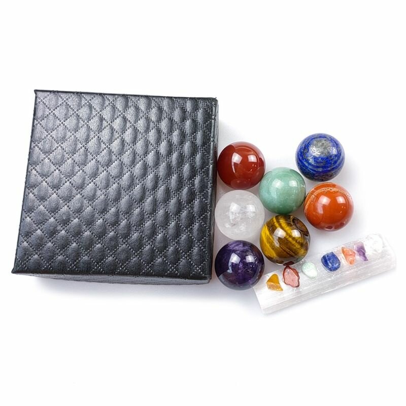 1 коробка, природные энергетические камни с семью чакрами, йога, медитация, Рейки, целебные драгоценные камни, счастливые драгоценности