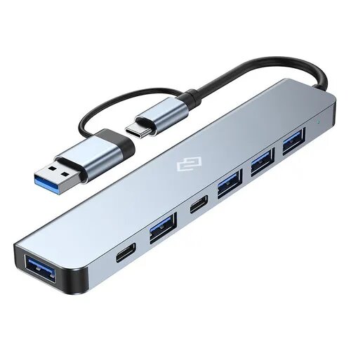 Хаб (разветвитель) Digma DHUB-7USB-AC, черный