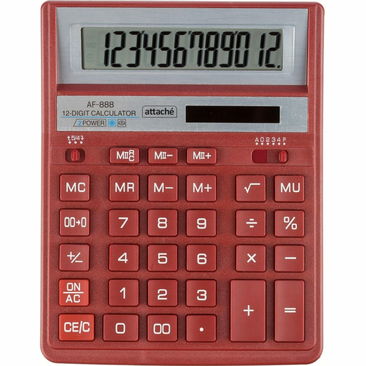 Калькулятор настольный Attache AF-888, 12-разрядный, красный, 204x158x38мм (1572672), 30шт.