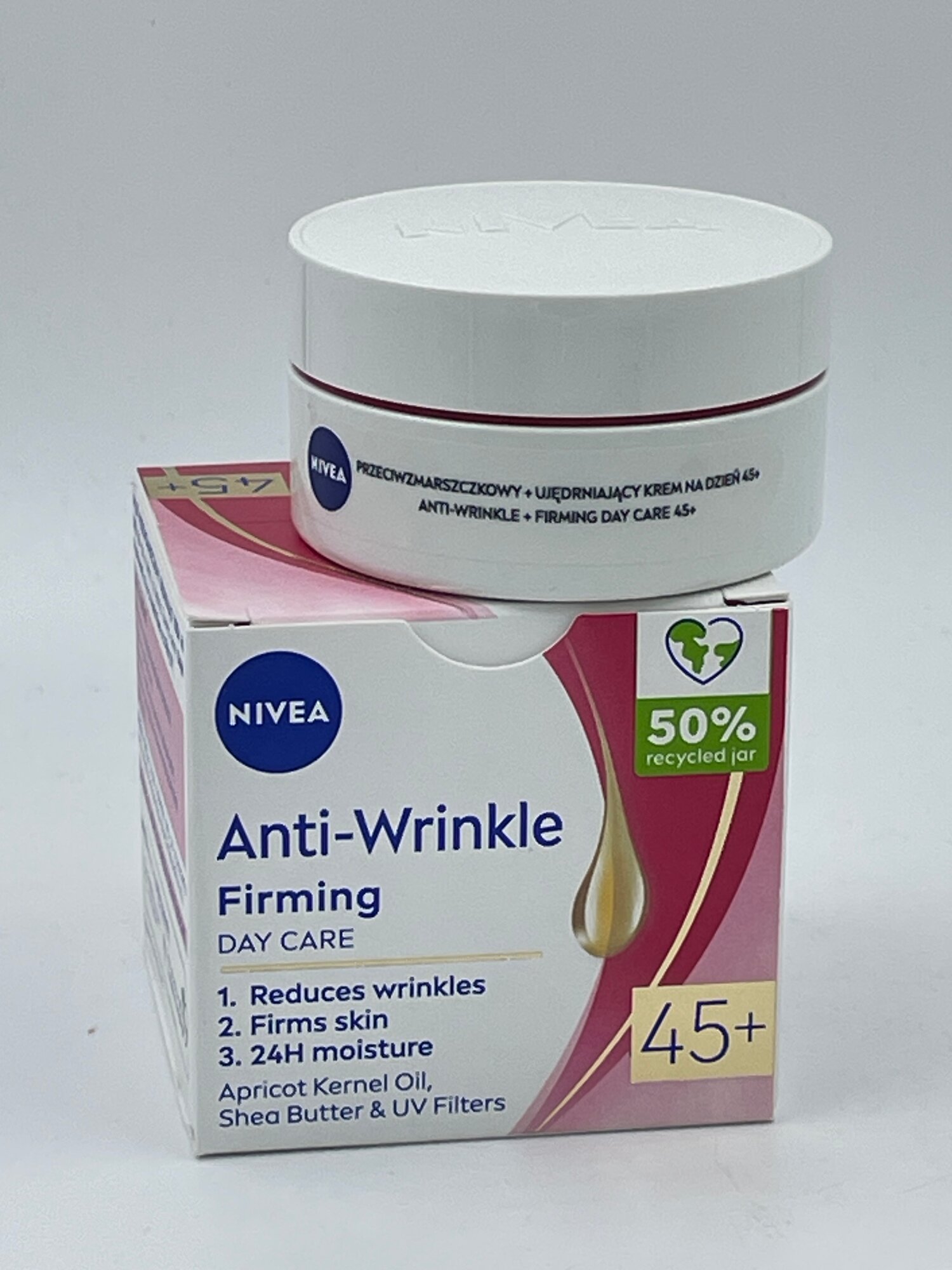 Дневной крем для лица Nivea Anti-Wrinkle Firming 45+, с маслом ши и абрикоса, с УФ-фильтром, 50 мл (Германия)