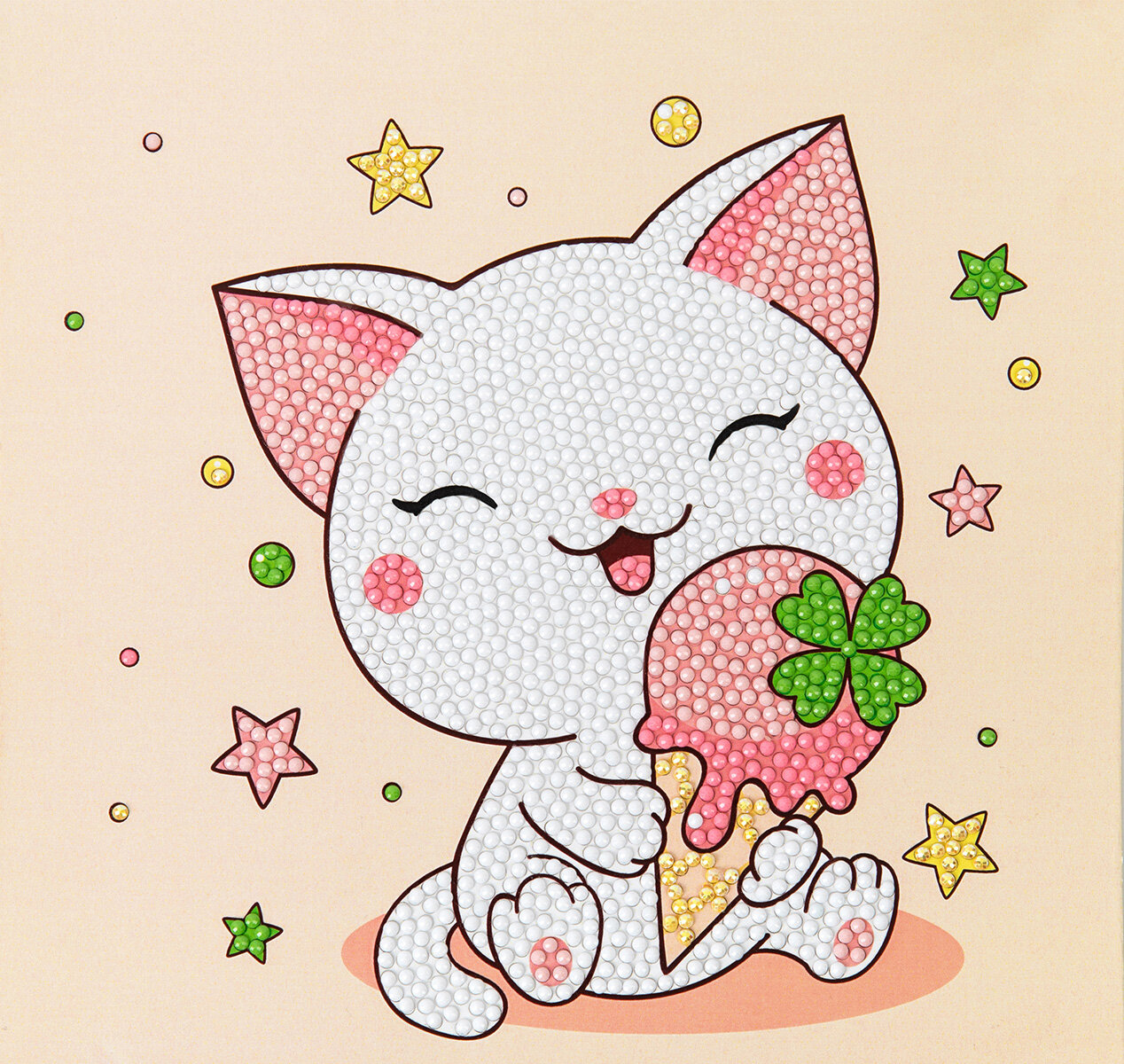 Фрея ALBP-326-HK49 Кристальная алмазная мозаика постер Котенок с мороженым 20 х 20 см