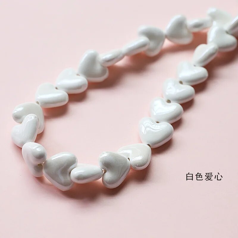 REMOHS керамические бусины сердце 20 шт Белый, White