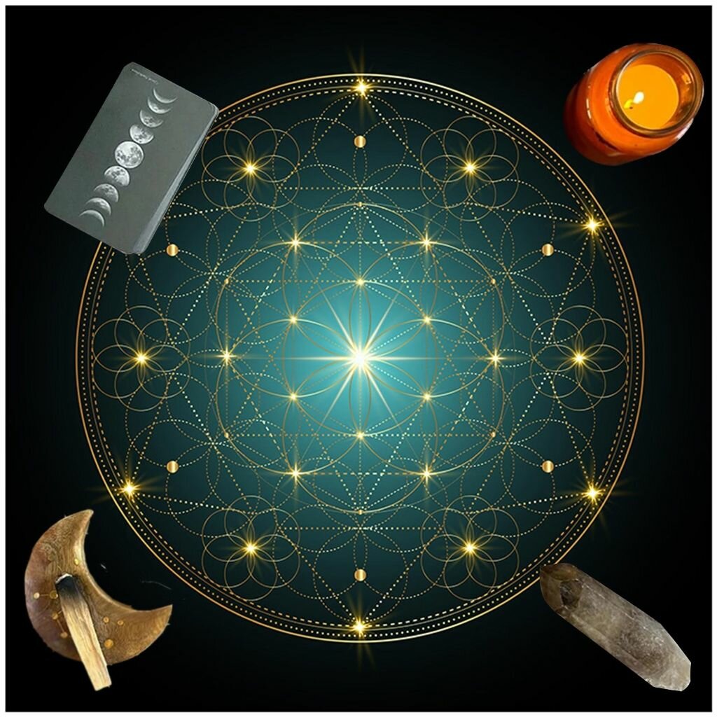 (1 штука) Скатерть Таро "Цветок жизни"-391, 75х75см