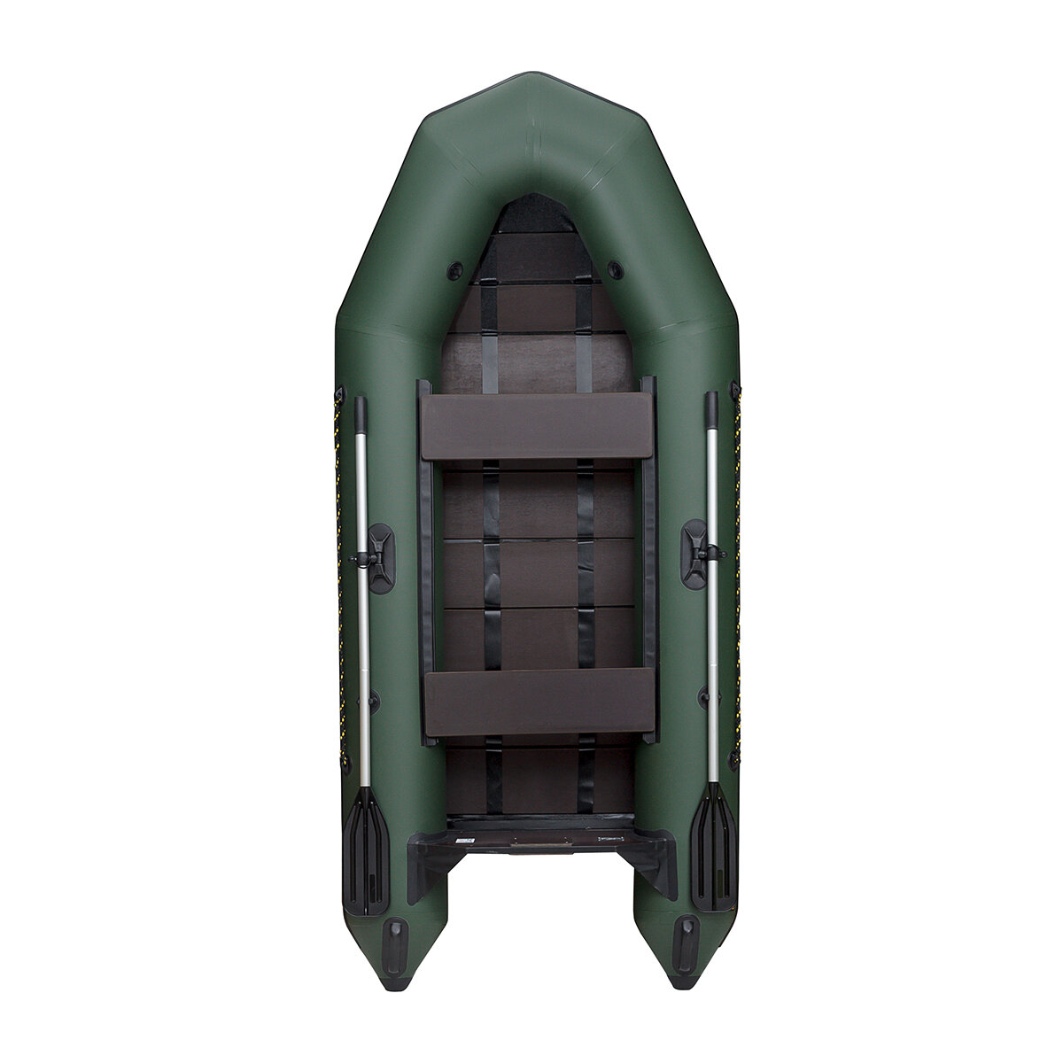 Надувная моторно-гребная лодка ПВХ "Чирок-290Р" (реечный настил), цвет зеленый