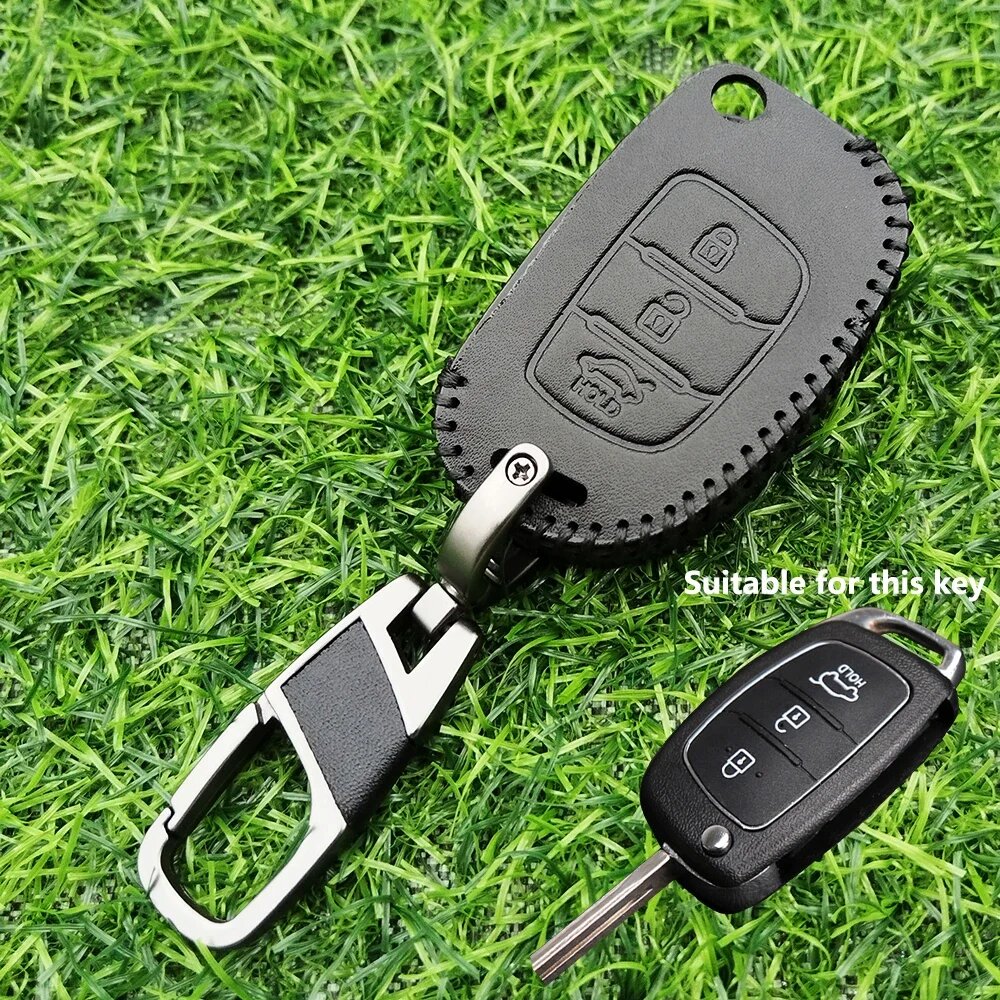 3-кнопочный автомобильный откидной чехол для ключей Hyundai Solaris Creta Ix25 Kona Black Thread