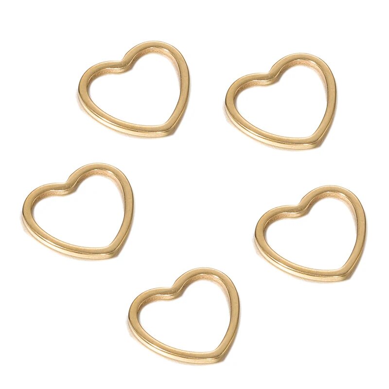 20 шт, шармы Yovtor сердечки из нержавеющей стали золотого цвета heart gold