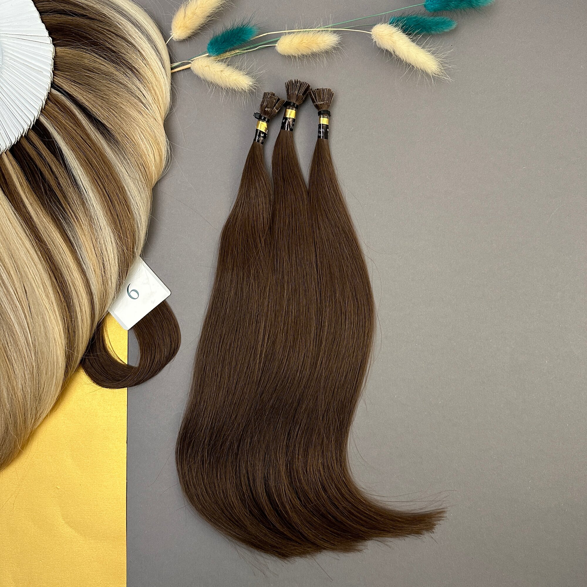Волосы Belli Capelli славянские люкс на классической капсуле 30-35 см №6 (25 капсул)