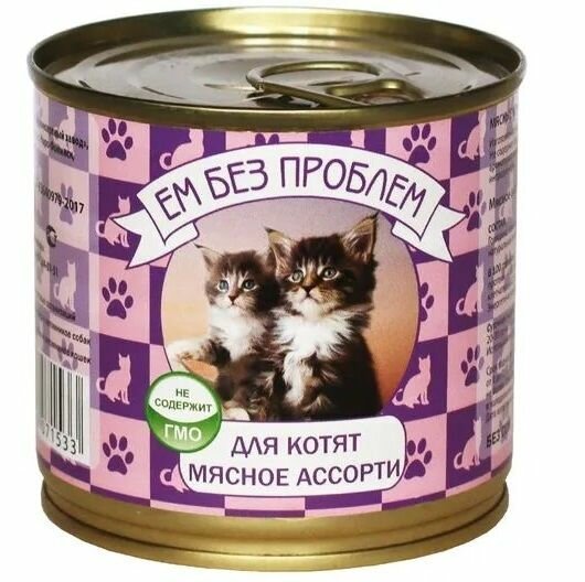 Ем без проблем Консервированный корм для котят Мясное ассорти, 250 г