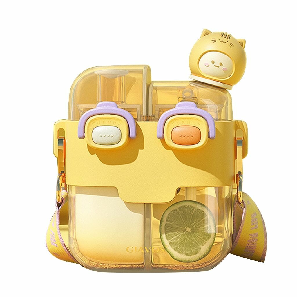 Двухсекционная бутылка с пластиковой трубочкой