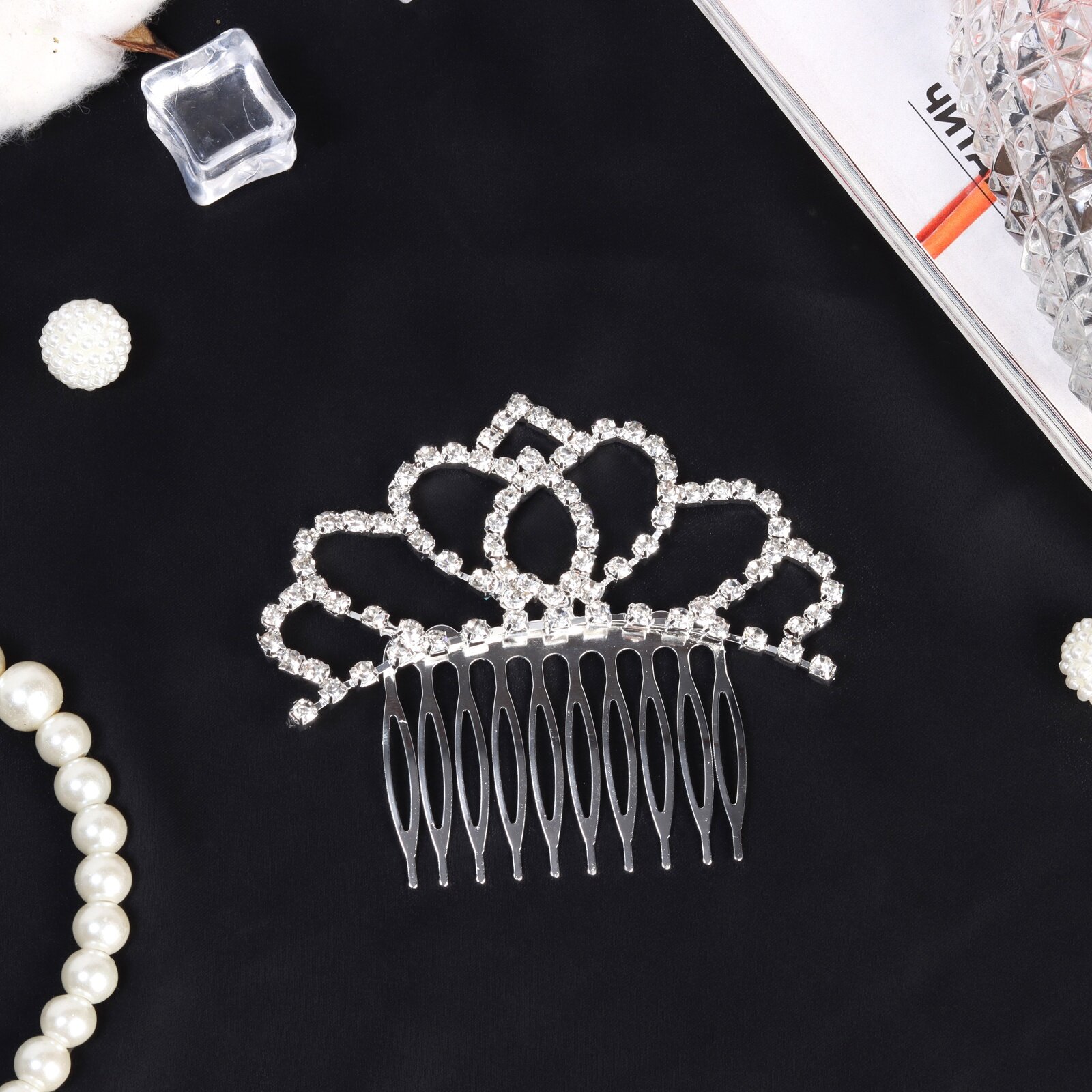 Диадема для волос «Медея», грация, 9×7 см, серебро