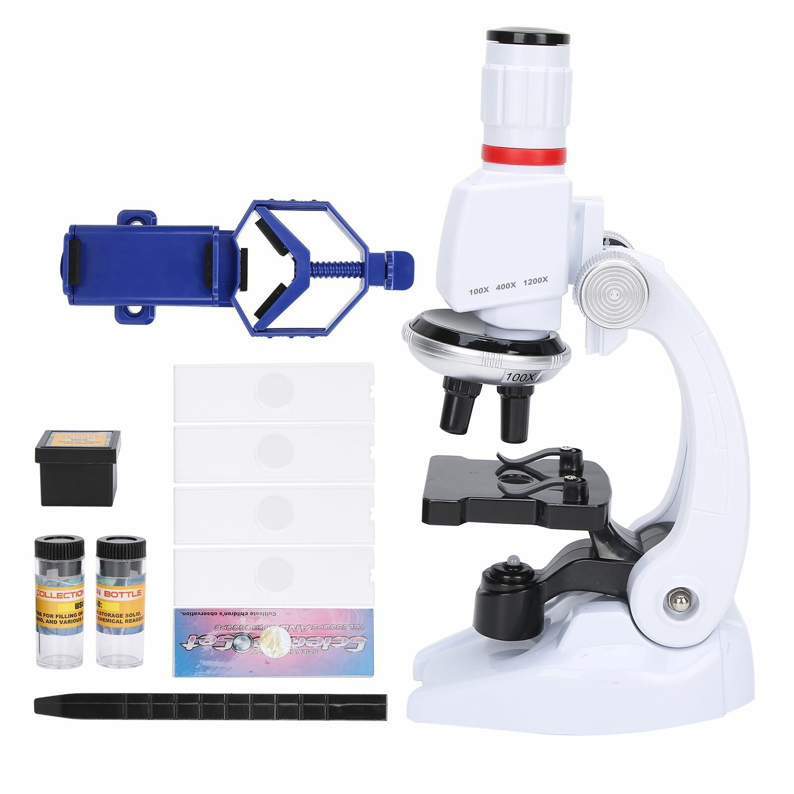 Детский микроскоп с имитацией держателя мобильного телефона высокой четкости 1200X