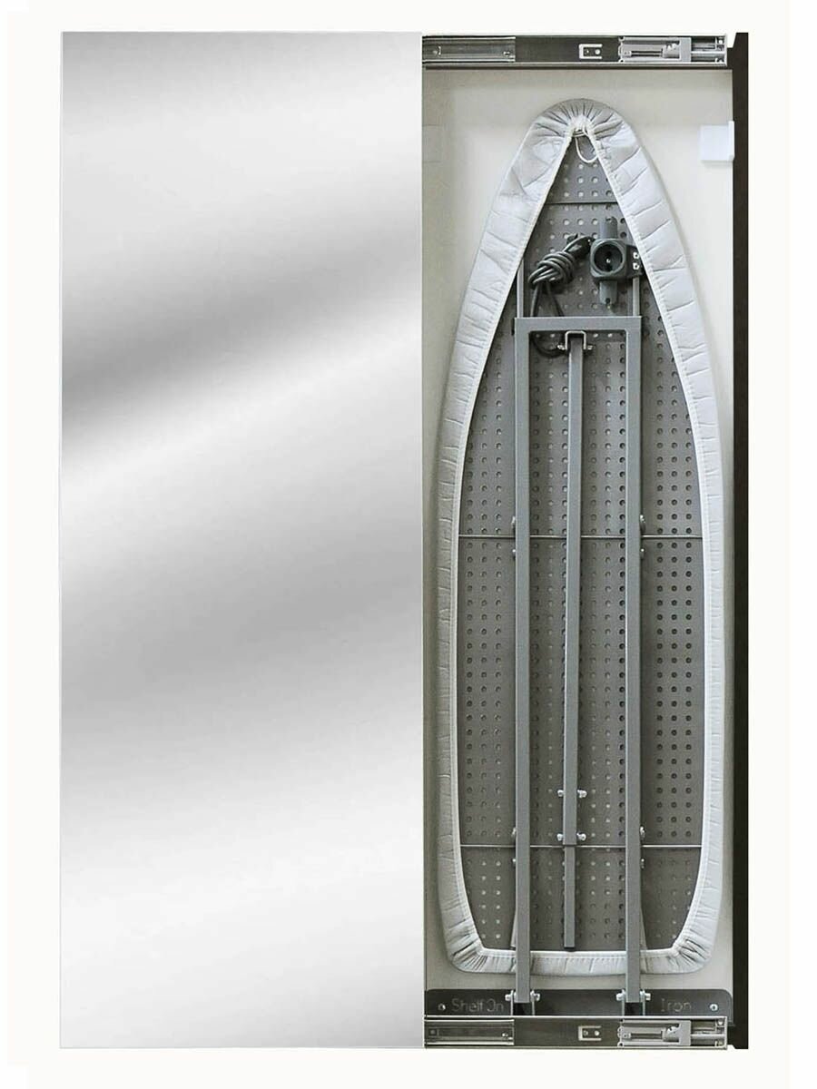 Встроенная гладильная доска с зеркальным фасадом Айрон Слим (зеркало), венге купе лево