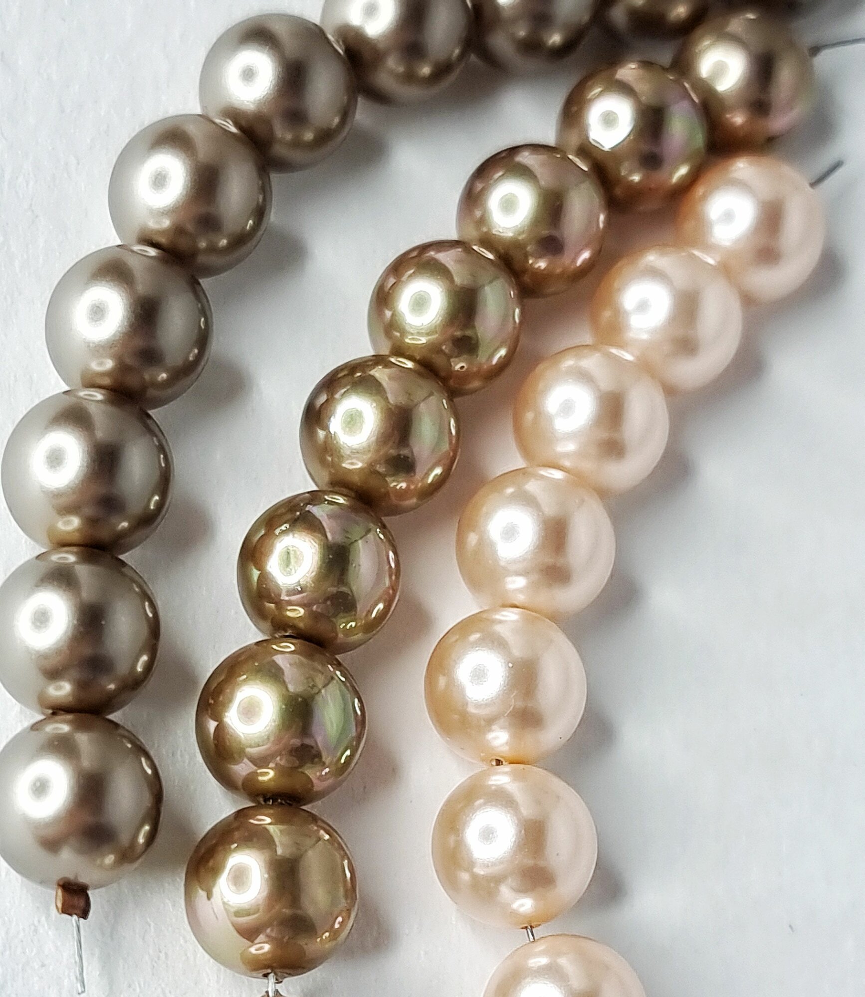 Жемчуг Майорика 10мм. Т. бежевый, Карамельный, Персиковый. 30шт.