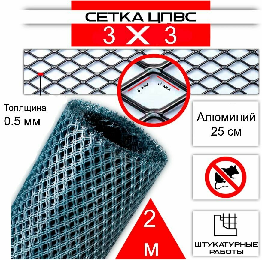 Алюминиевая сетка (2 метра на 25см, 0.5мм)