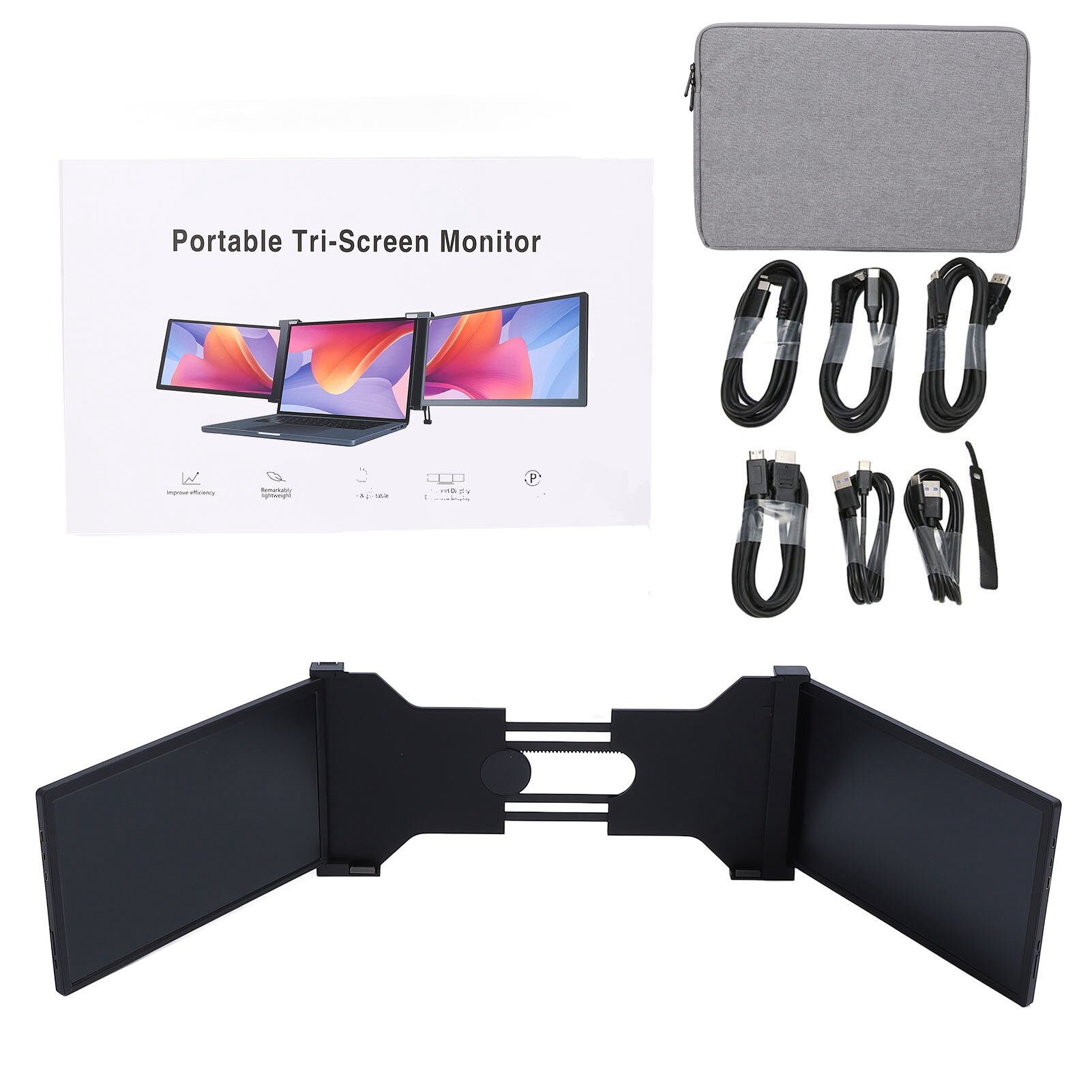 Портативный монитор 14 -дюймовый двойной экран FHD 1080p IPS Выдвижной стенд вращающийся внешний монитор.