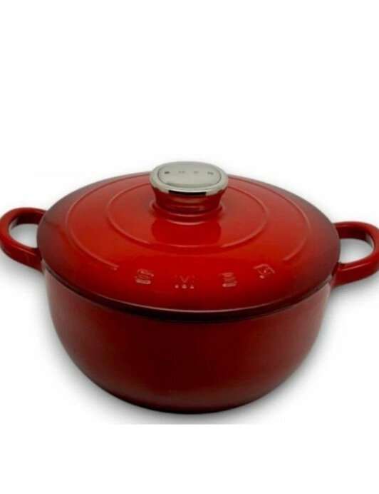 Кастрюля Smeg чугун 4.2 л, 24 см красный