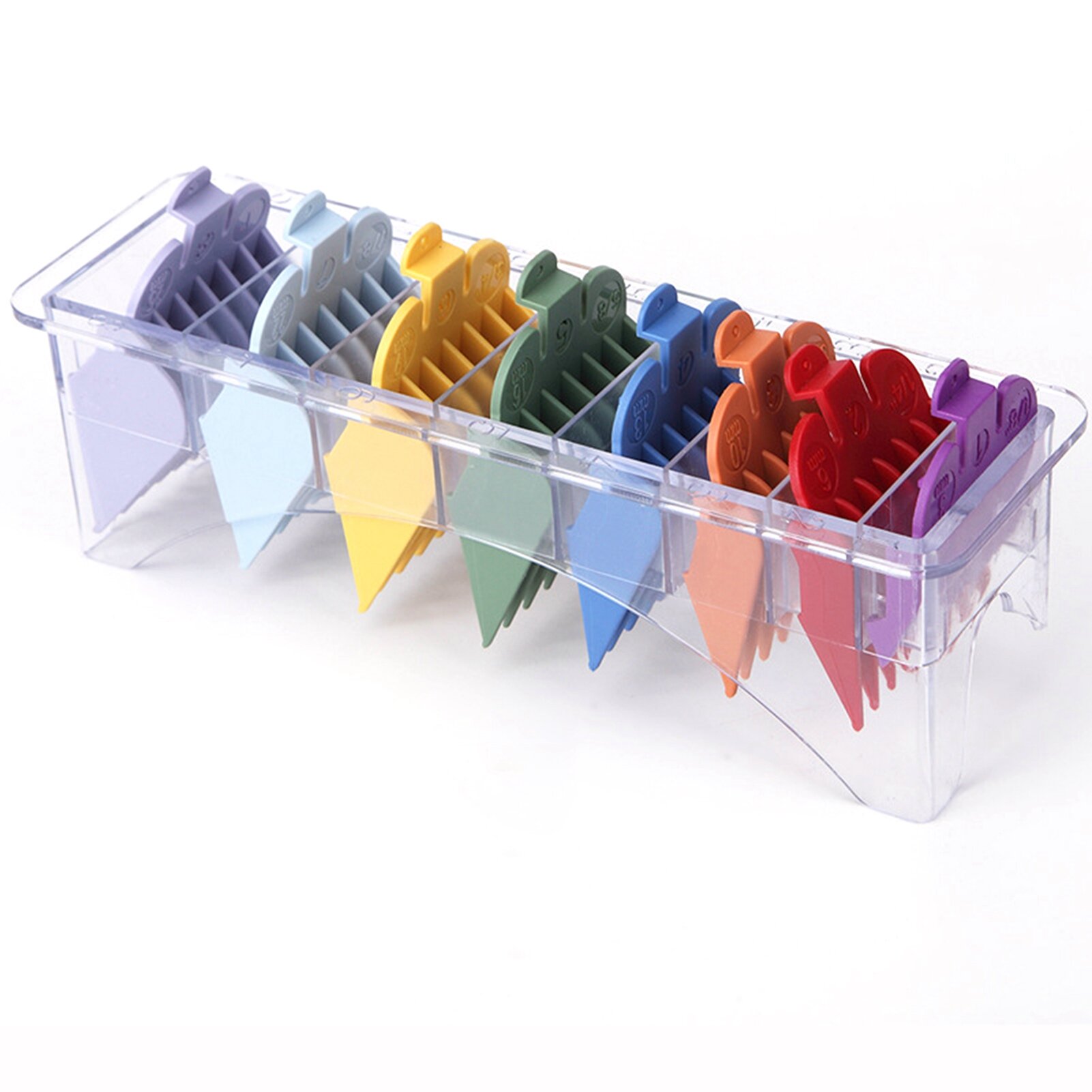 8PCS Hair Clipper Guide Comb Set Compatible with Wahl Clippers Limit Combs Storage Rack Trimmer Guards Attachments Salon Tool Set, Random Colors