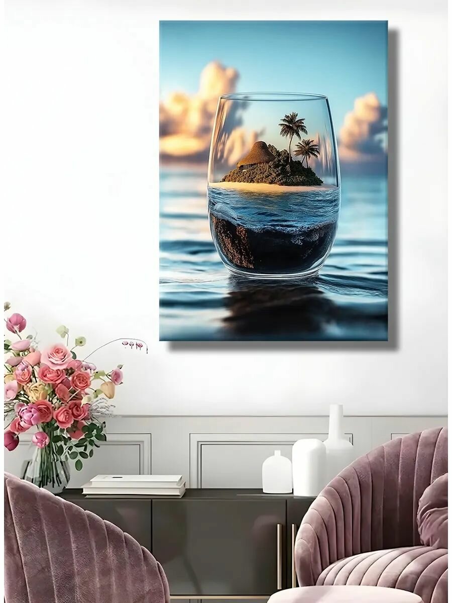 Картина "Остров в бокале", на стену 50х70см 1шт.