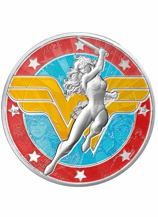 Монета 10 евро 2025 г. Вселенная DC Comics - Чудо-женщина. Франция.