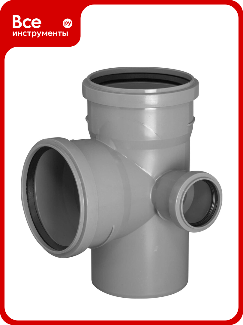 Крестовина внутренней канализации TEBO ПП, 110х110х50 мм, 87.5 гр, двухплоскостная, правая 013020646