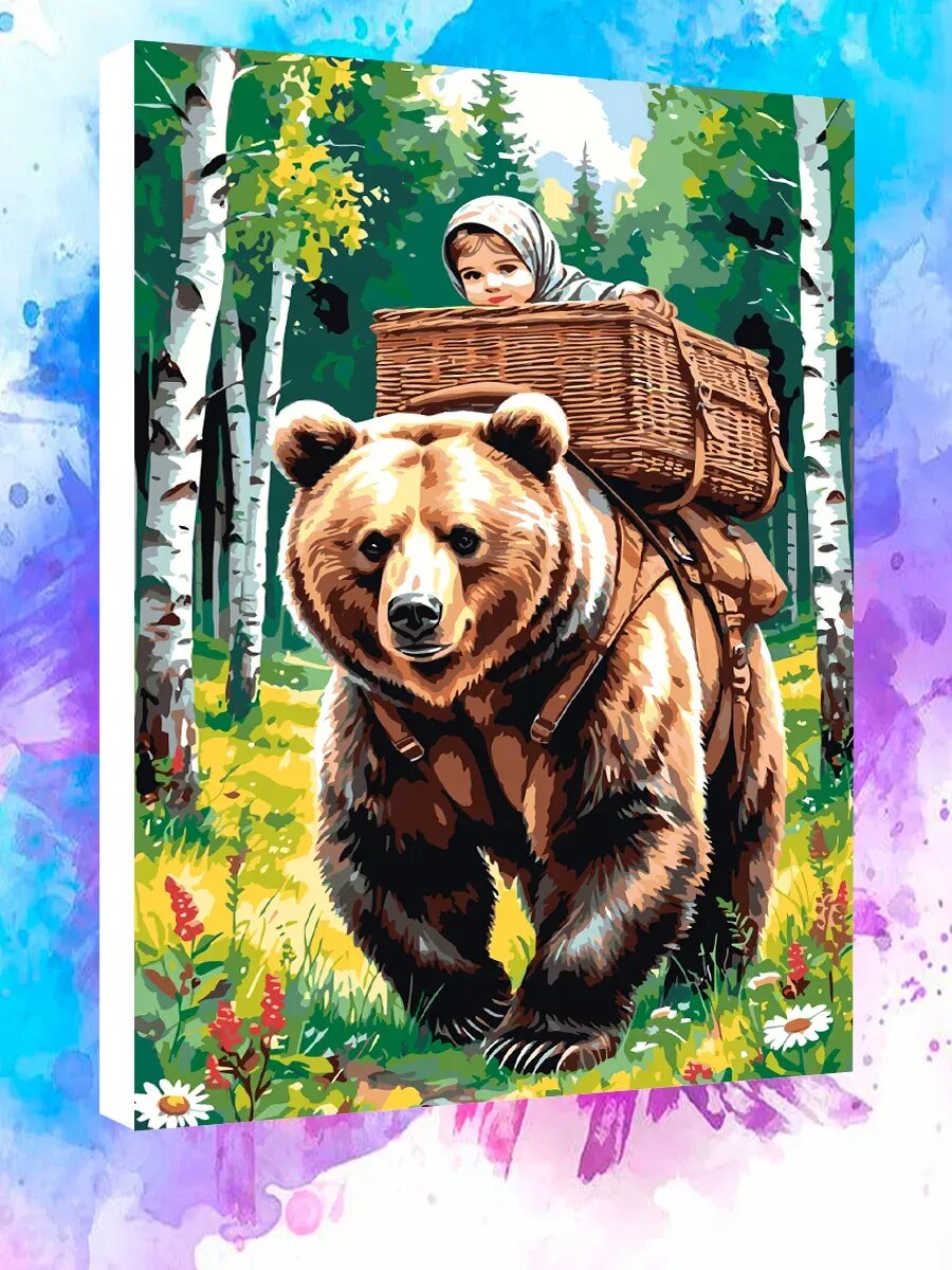 Картина по номерам на холсте Маша и Медведь Сказка
